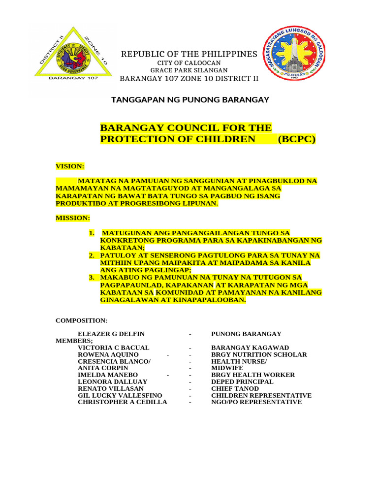 Bcpc Vision@Mission@Composition | PDF