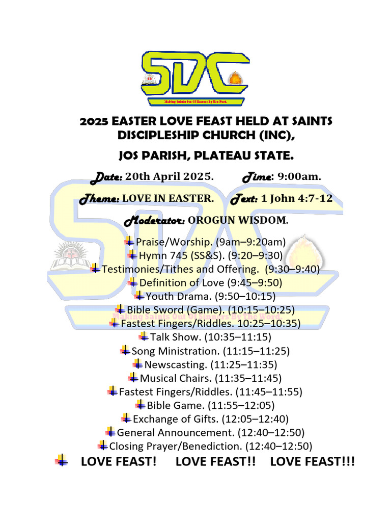 2025 Easter Love Feast Details | PDF