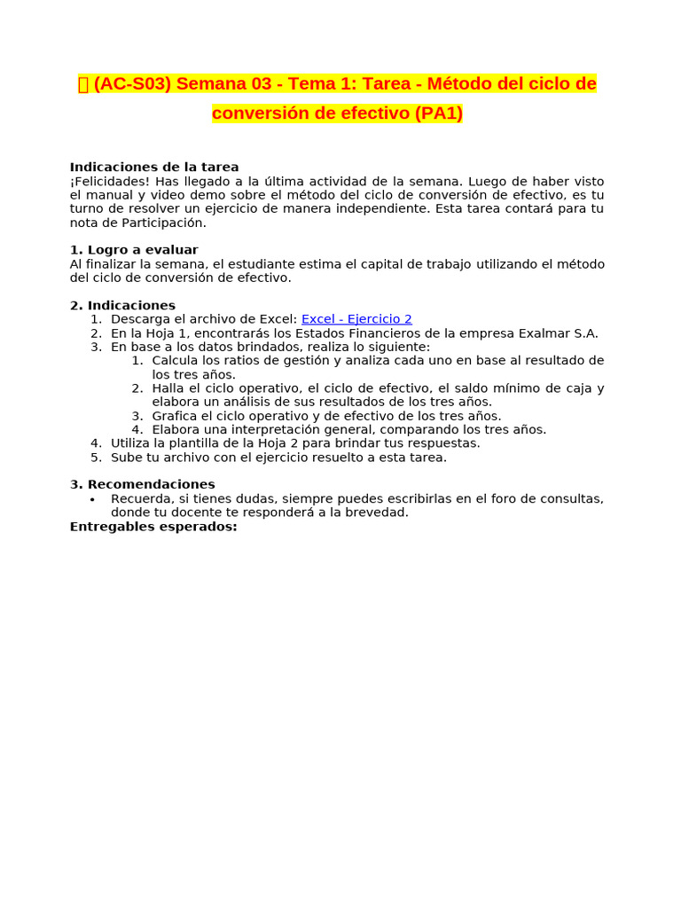 ? (AC-S02) Semana 02 - Tema 1 Tarea - Método del ciclo de conversión de ...