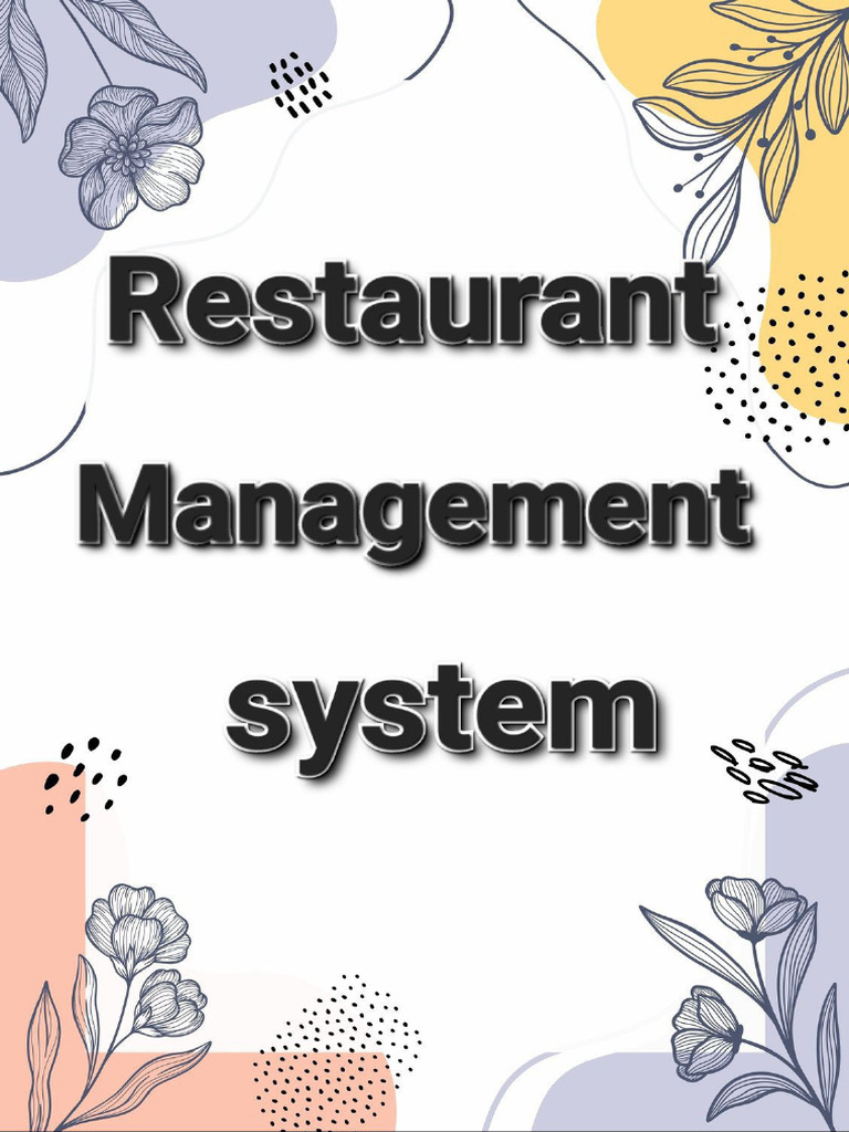 Restaurant Management System-Project | PDF