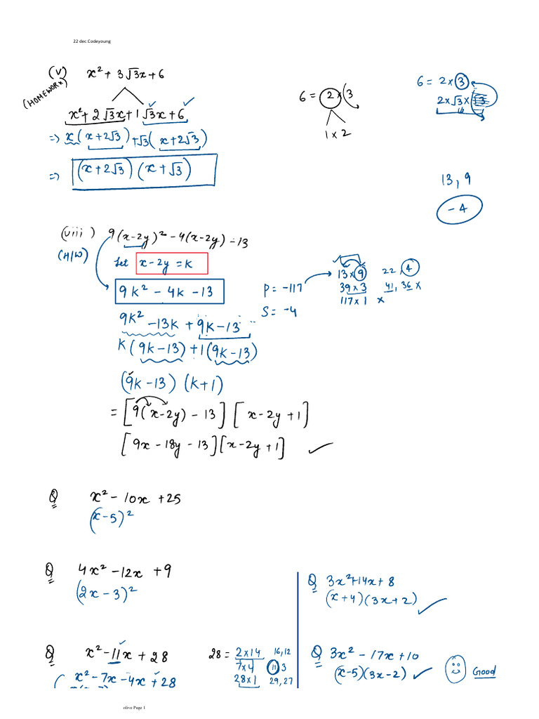 Math Class_dec 22, 2025_factorization | PDF