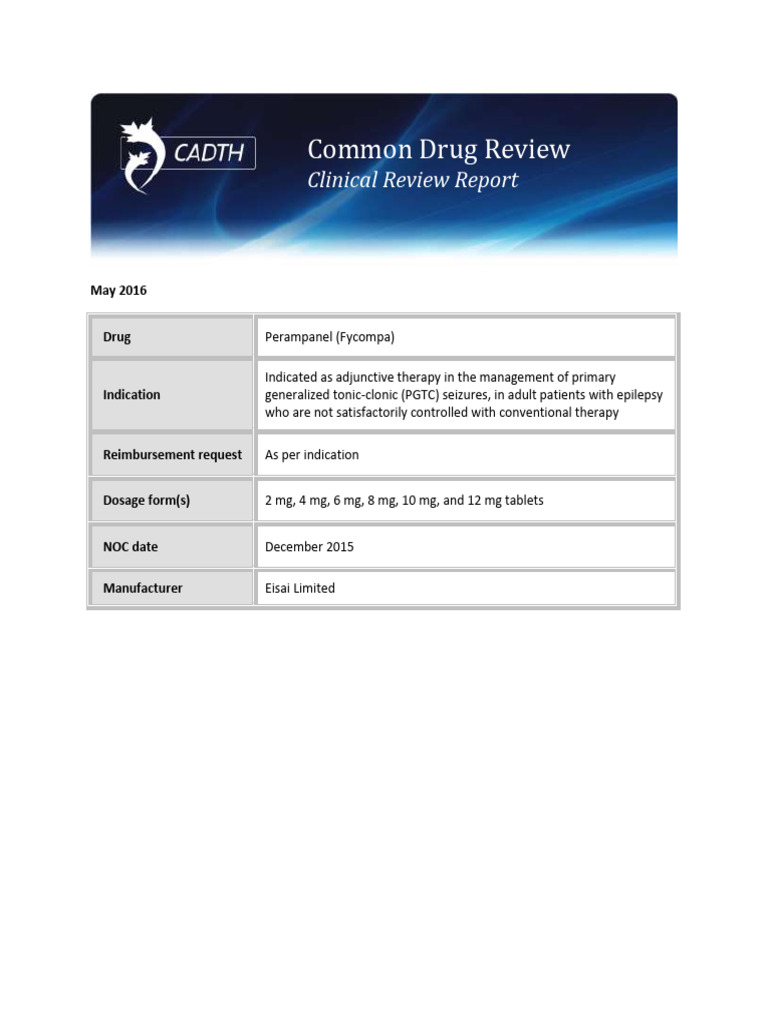SR0458 Fycompa PGTCS CL Report | PDF | Epilepsy | Medicine