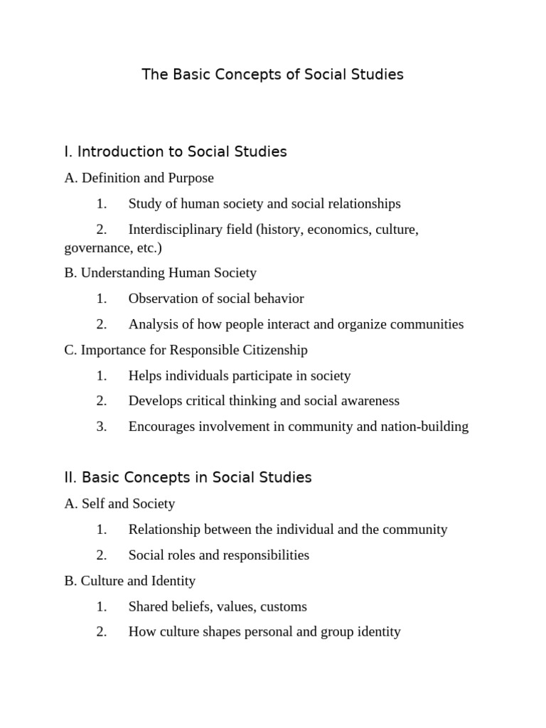 Essential Social Studies Concepts Explained | PDF | Identity (Social ...
