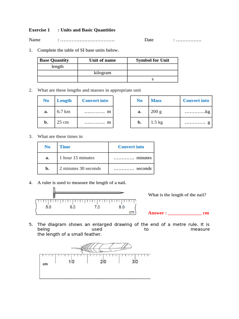 SI Units Conversion Exercise Guide | PDF