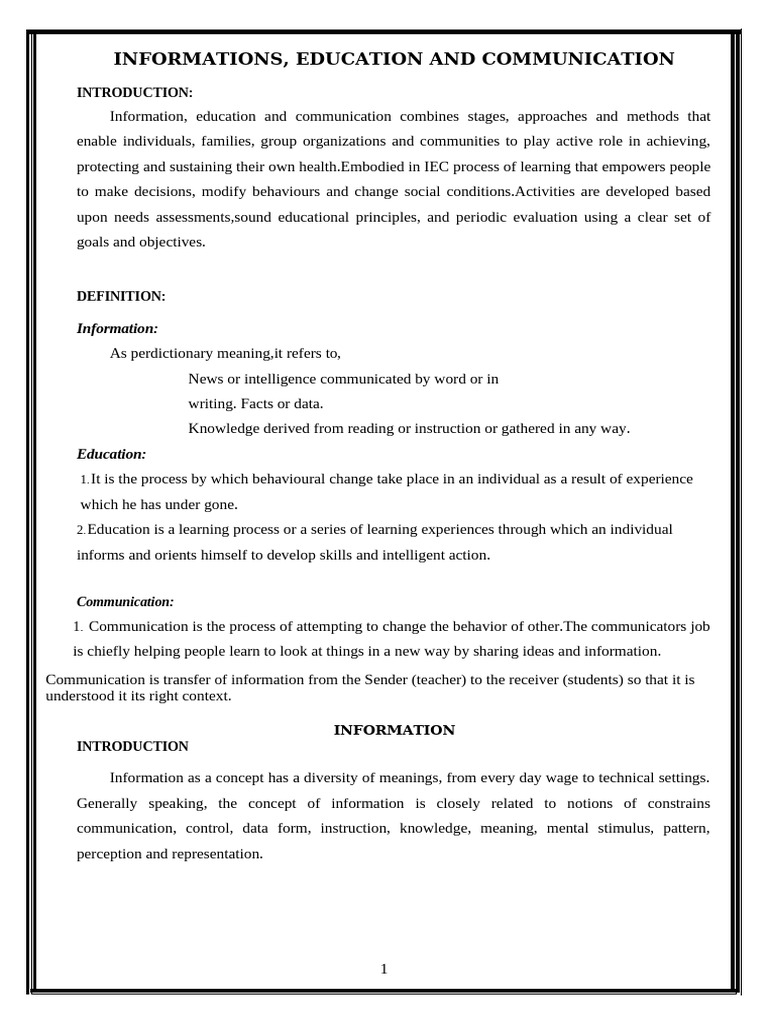 Information Education Communication | PDF | Information | Communication