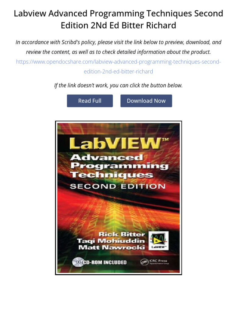 Labview Advanced Programming Techniques Second Edition 2nd Ed Bitter ...