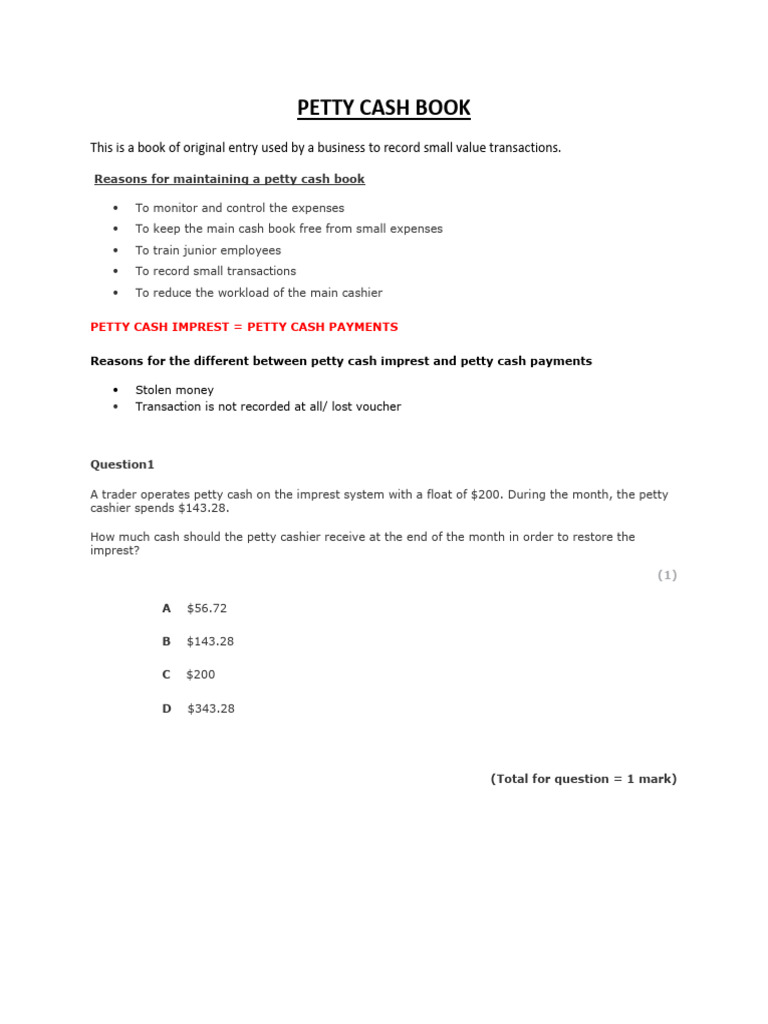 Petty Cash Book | PDF