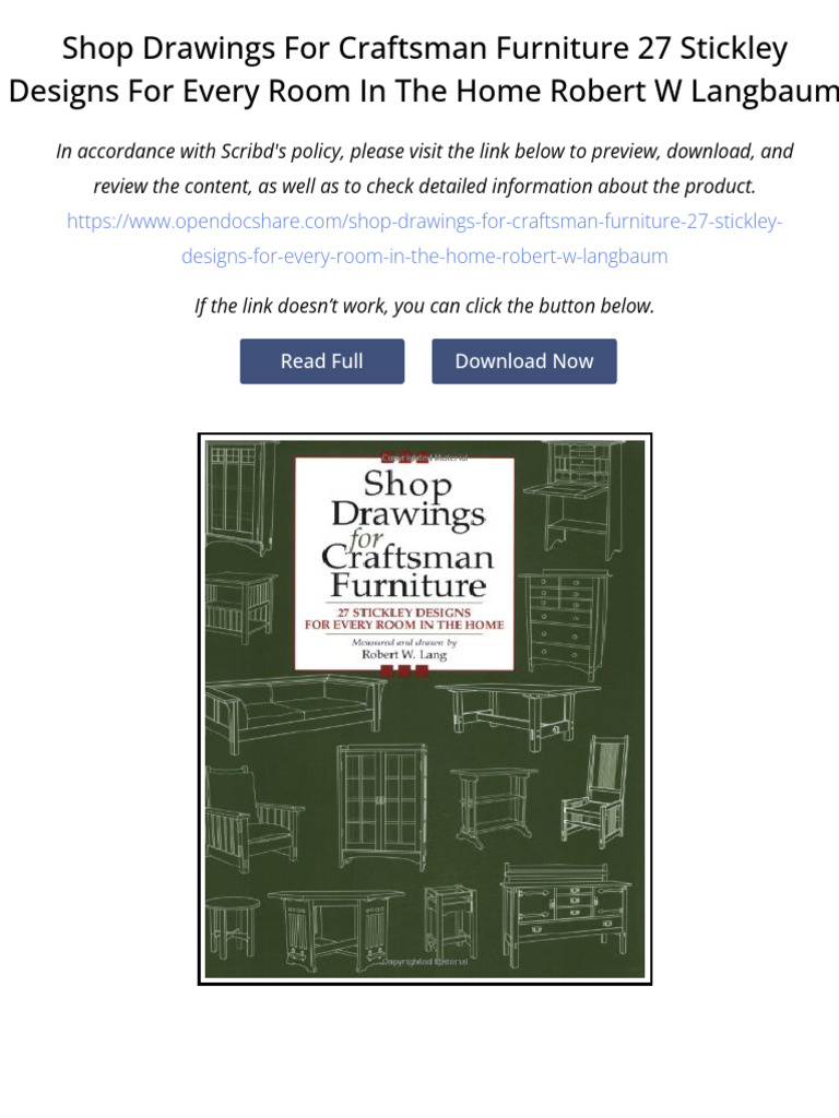 Shop Drawings For Craftsman Furniture 27 Stickley Designs For Every ...