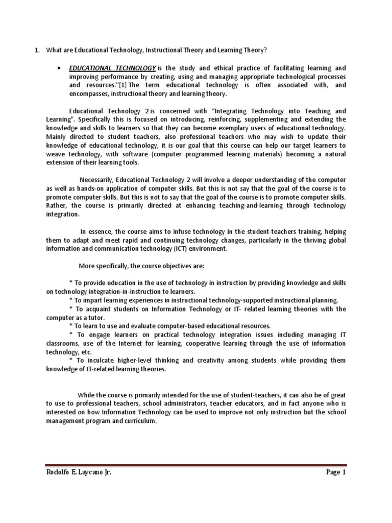 Educational Technology Is The Study And Ethical Practice Of