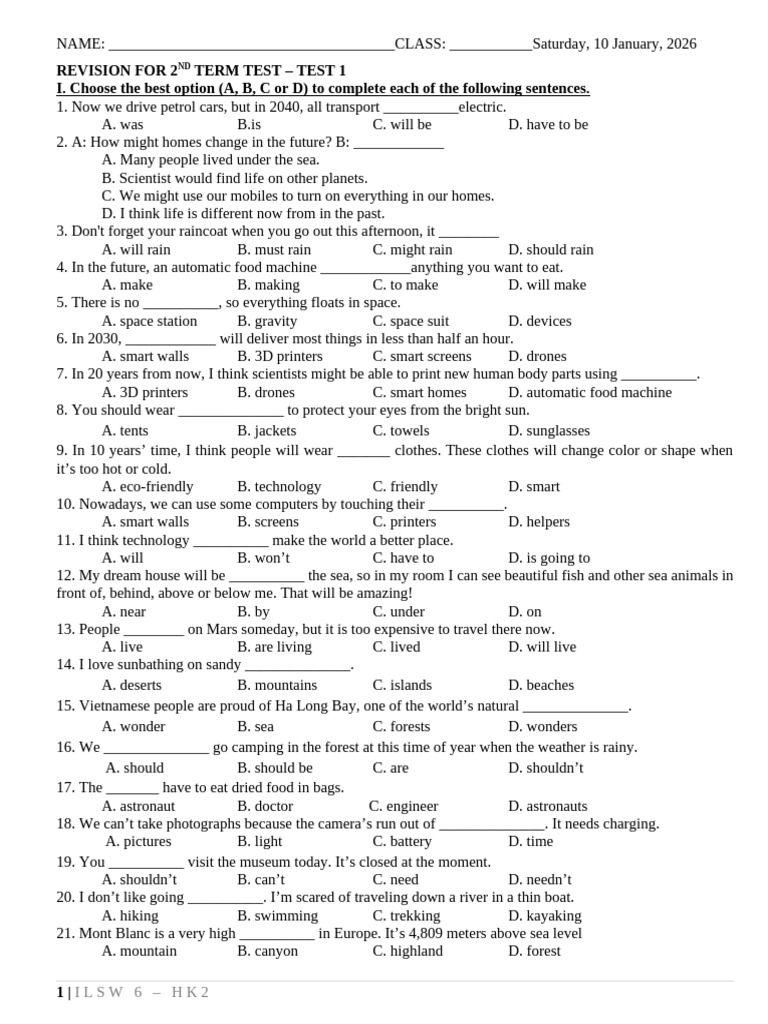 Future Technology and Lifestyle Quiz | PDF
