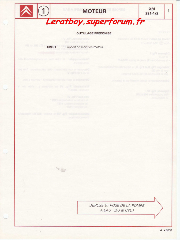 231-01-2 Depose Et Pose de La Pompe a Eau ZPJ | PDF