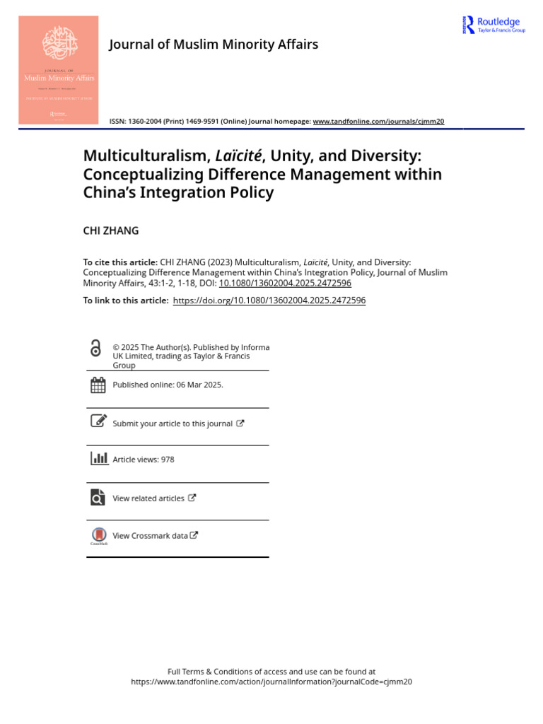 Multiculturalism La Cit Unity and Diversity Conceptualizing Difference ...