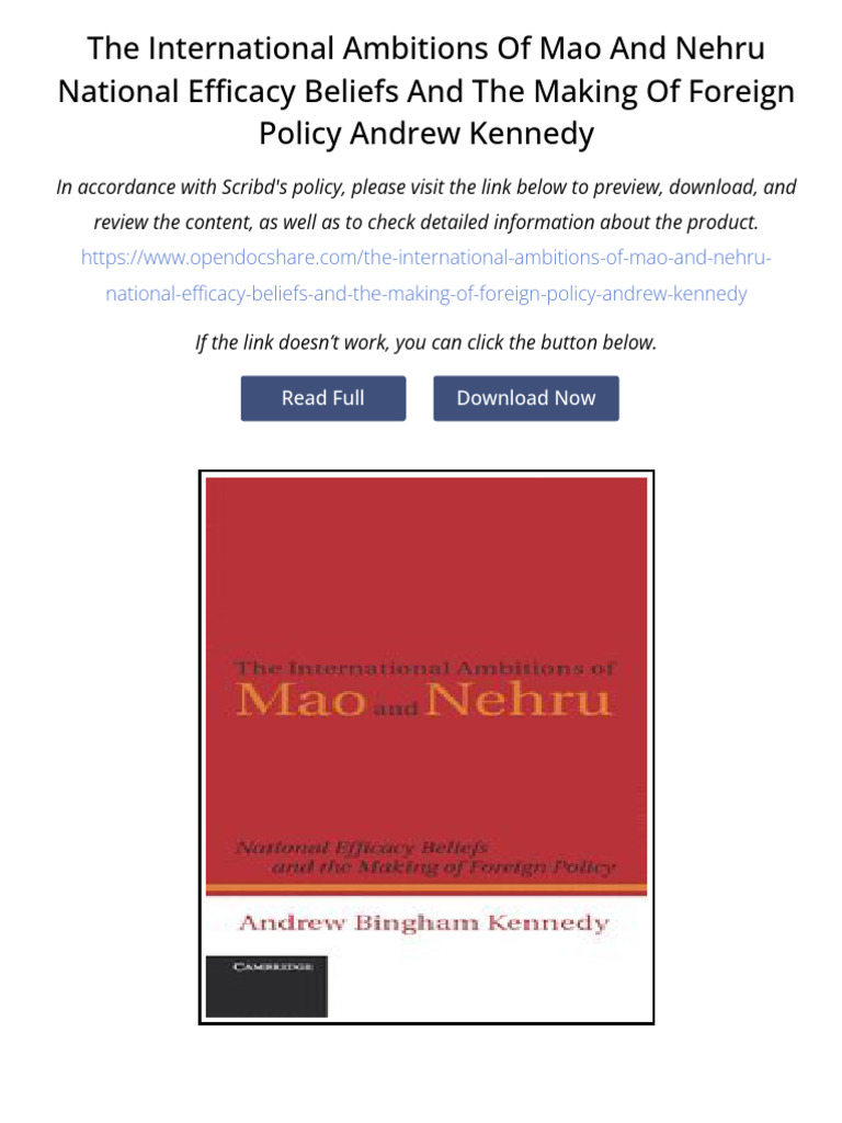 The International Ambitions Of Mao And Nehru National Efficacy Beliefs ...