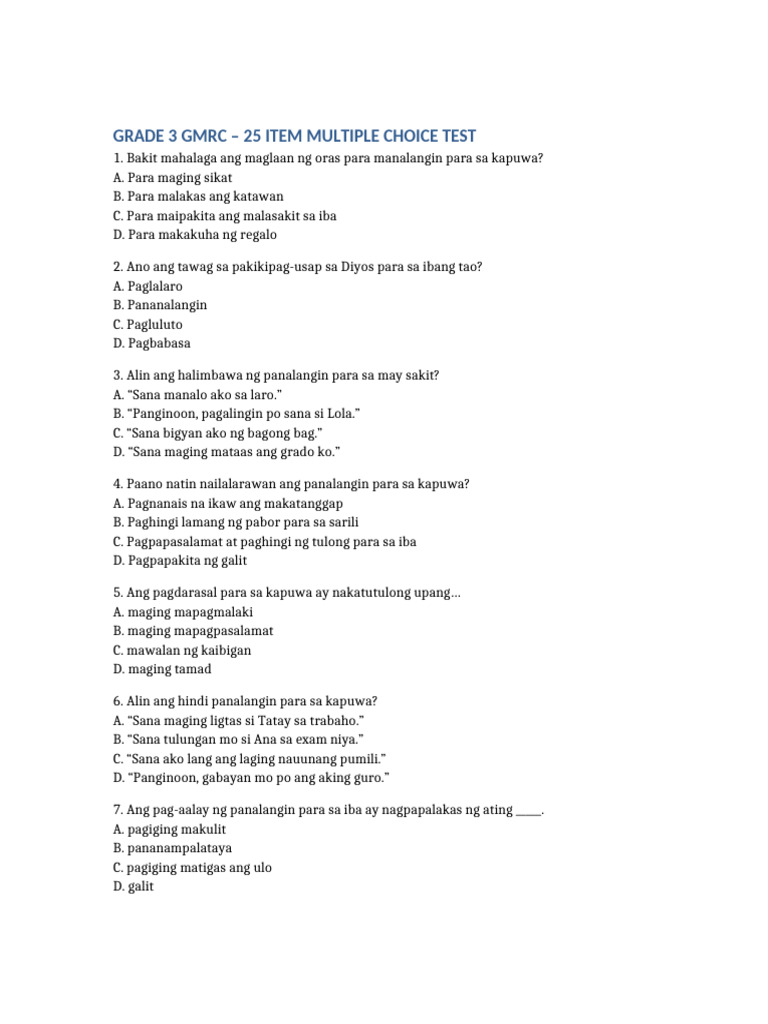 GMRC Grade3 Test | PDF