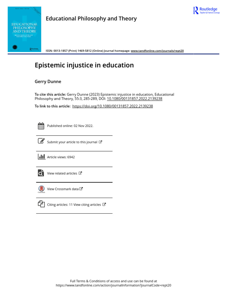 Epistemic Injustice in Education | PDF | Epistemology
