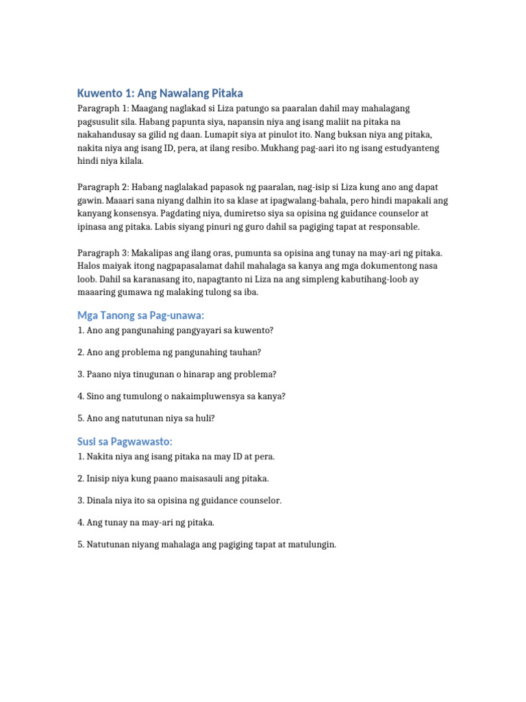 Five Long Tagalog Stories | PDF