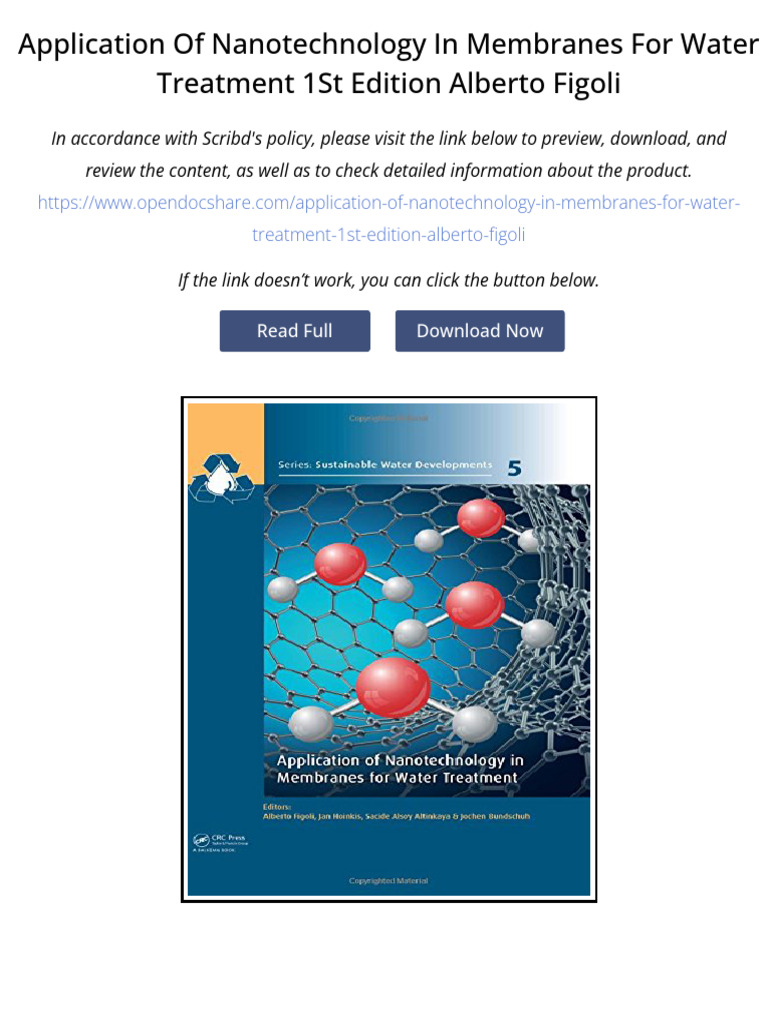 Application of nanotechnology in membranes for water treatment 1st ...