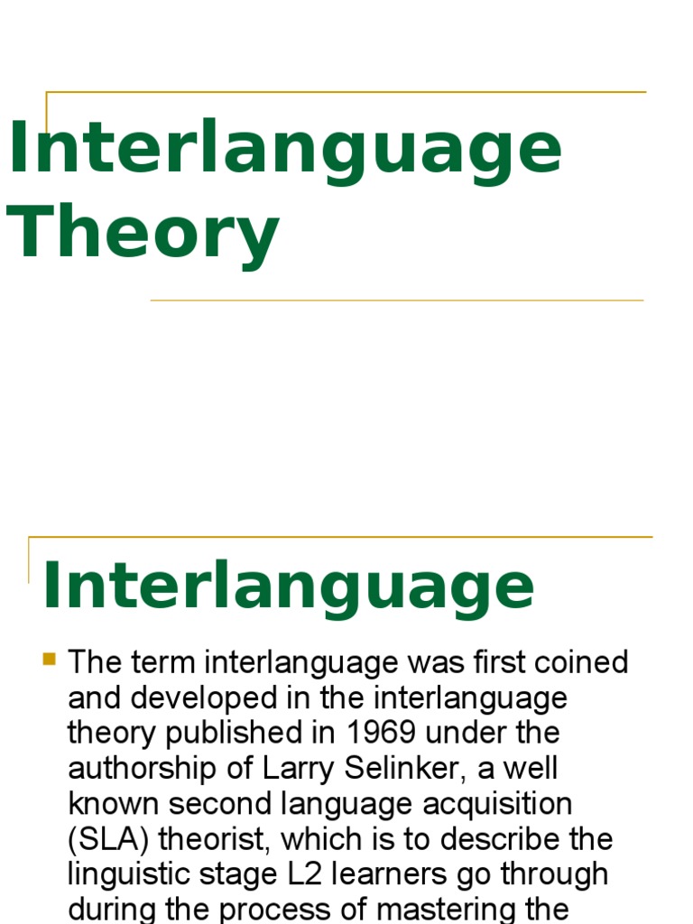Inter-language Theory蔡 | PDF | Second Language | Second Language ...