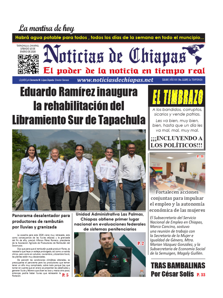Periódico Noticias de Chiapas, Edición Virtual Sábado 10 de Enero de ...