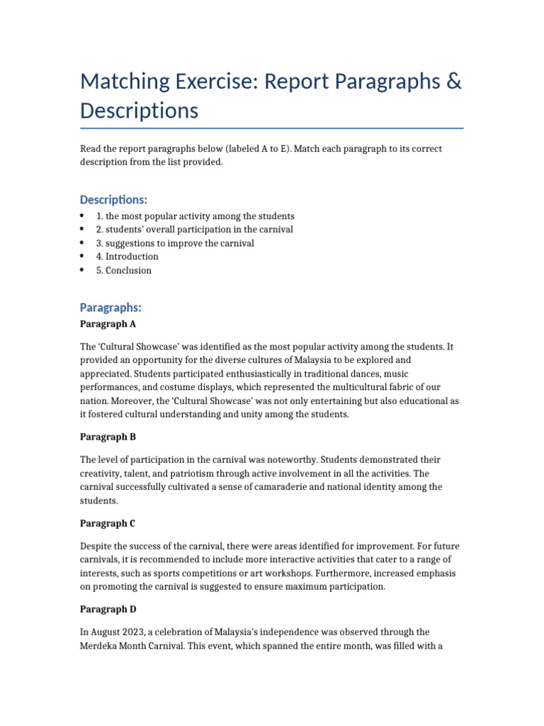 Match Report Paragraphs to Descriptions | PDF