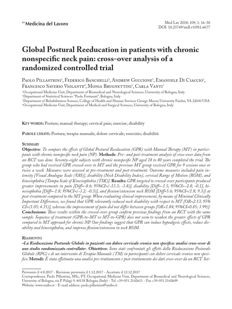 Global Postural Reeducation in Patients With Chronic Nonspecific Neck ...