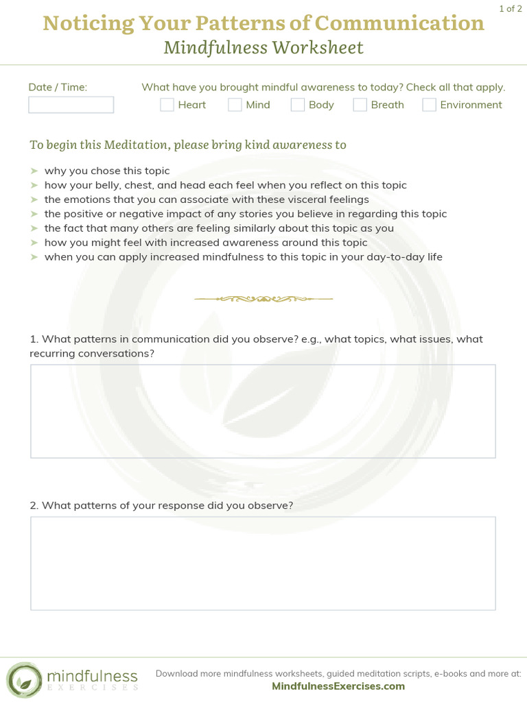 Noticing Your Patterns of Communication | PDF