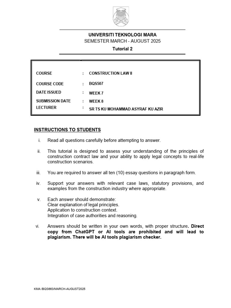 Construction Law II Tutorial: ADR Insights | PDF
