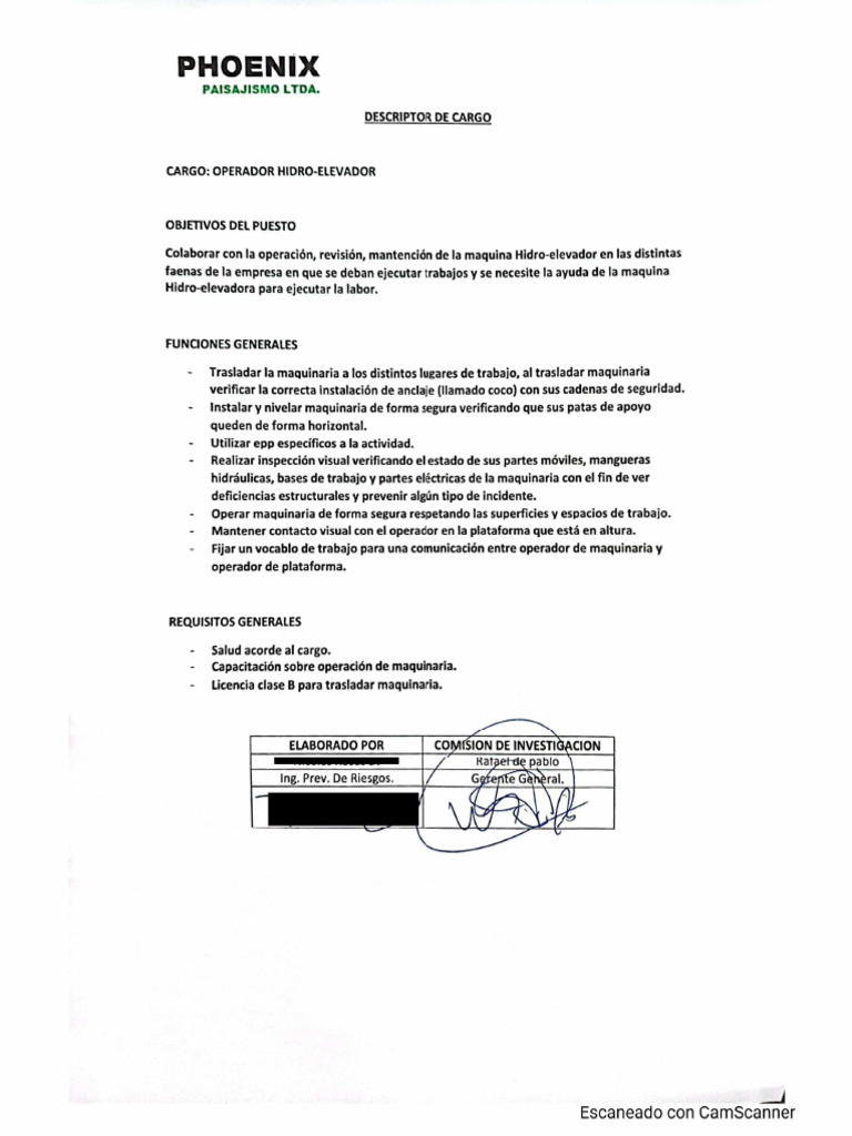 Descriptor de Cargo Operador | PDF