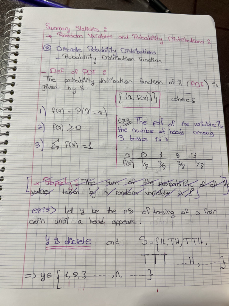 Summary S2250 Random Variables and Probability Distributions | PDF