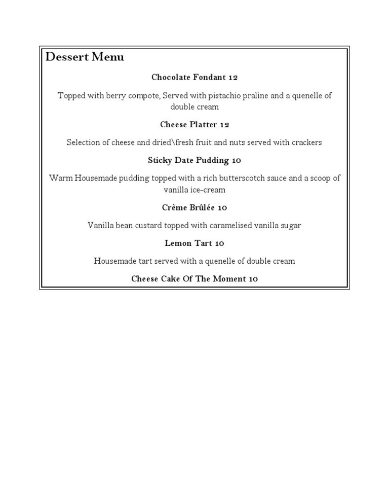 Dessert Menu | PDF