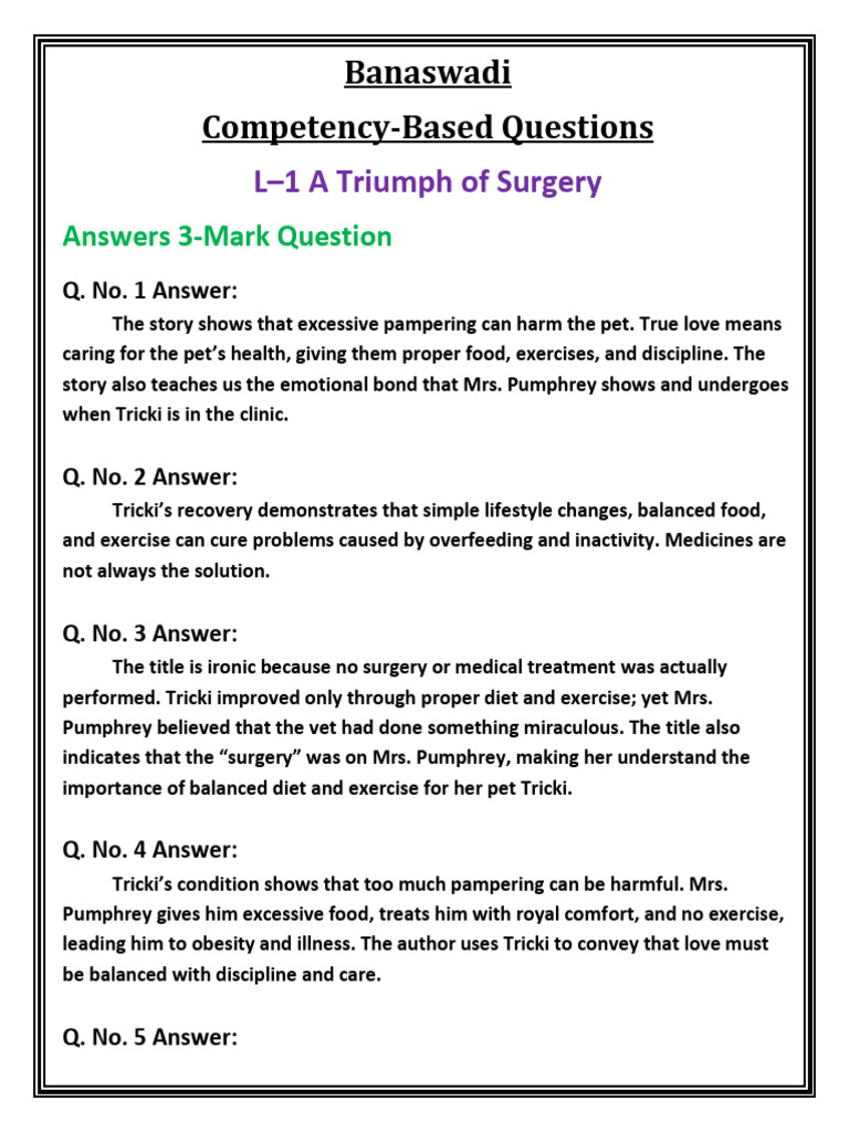 Lesson-1 A Triumph of Surgery - KEY | PDF