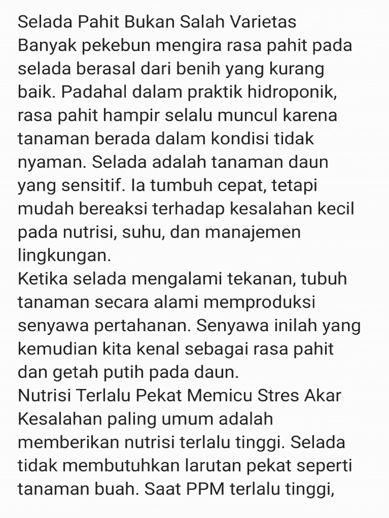 Penyebab Selada Pahit | PDF