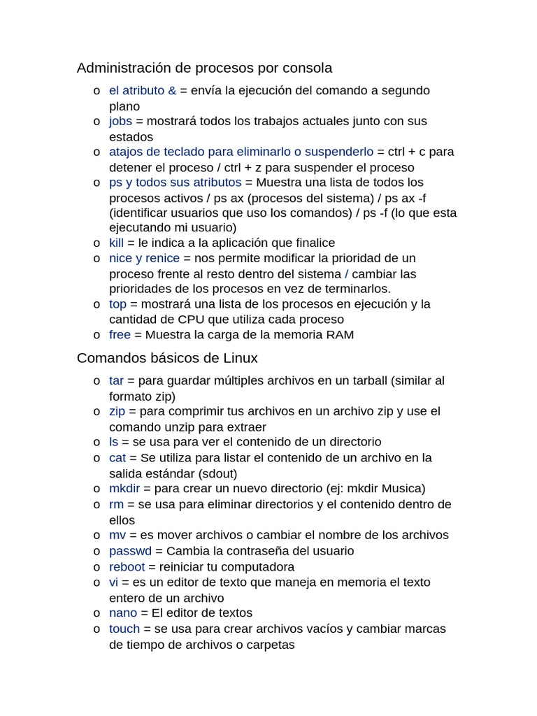 Comandos Básico Utilizados en Clase | PDF