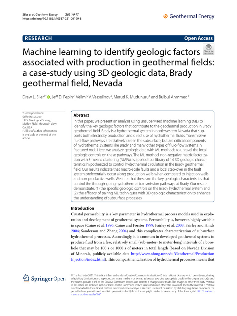 Machine Learning To Identify Geologic Factors Associated With ...