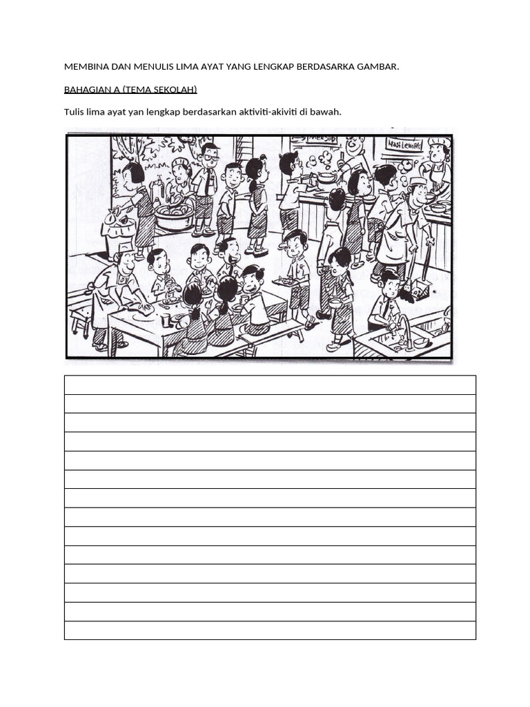 Membina Dan Menulis Lima Ayat Yang Lengkap Berdasarka Gambar | PDF