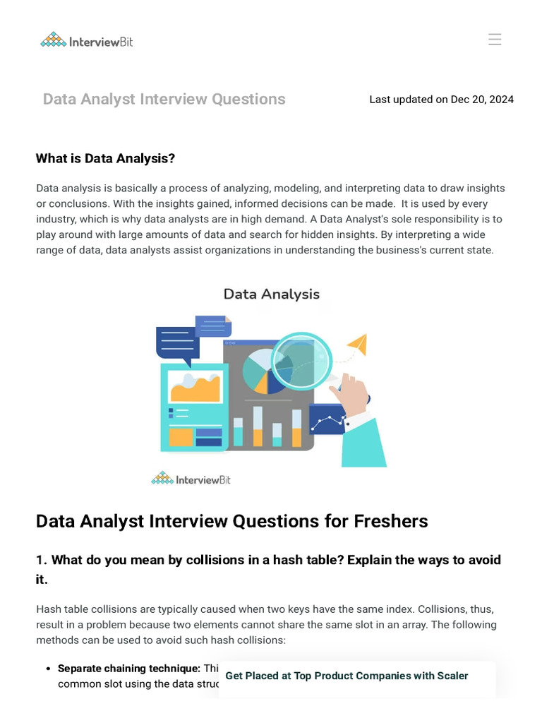 Data Analyst Interview Questions Guide | PDF | Data Analysis ...