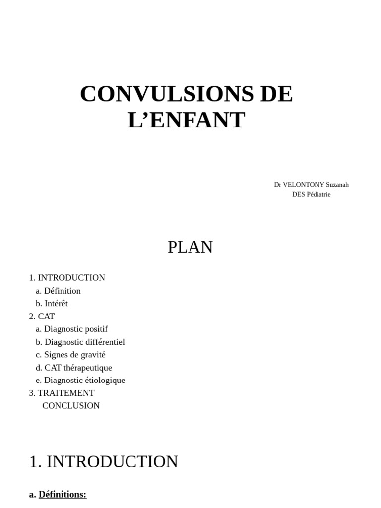 Convulsions chez l'enfant : diagnostic et traitement | PDF | Épilepsie ...