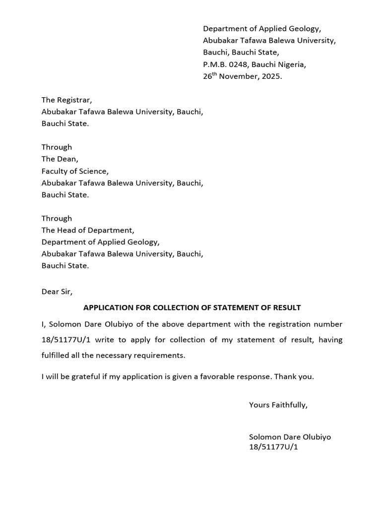Result Collection Letter | PDF