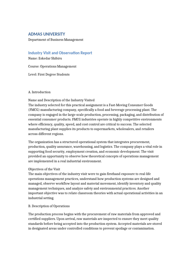 FMCG Operations Management Insights | PDF | Operations Management ...