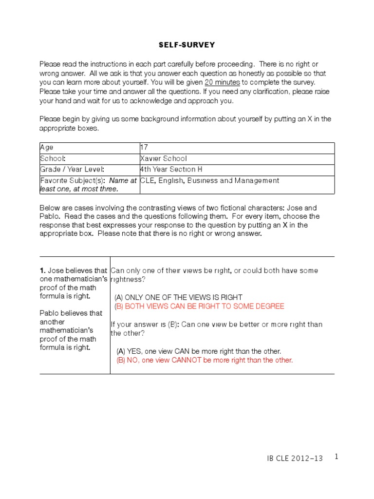 Self-Reflection Survey on Perspectives | PDF