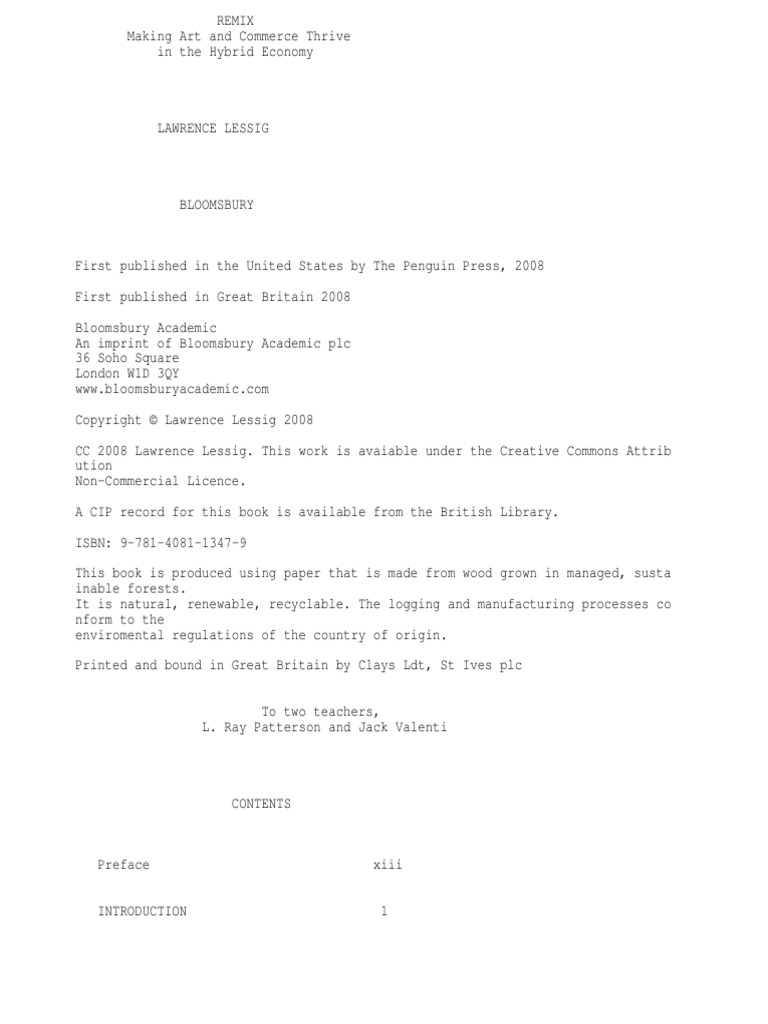 Lawrence Lessig - Remix | PDF | Yoko Ono | John Lennon