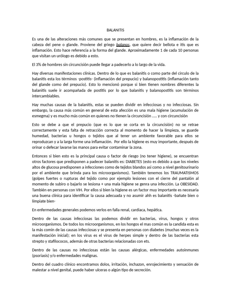 BALANITIS | PDF | Medicina CLINICA | Enfermedades y trastornos