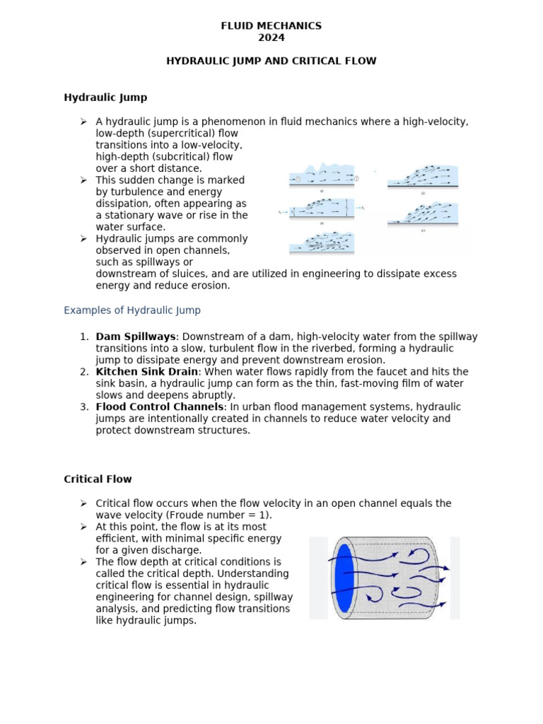 Hydraulic Jump and Critical Flow | PDF | Hydrology | Fluid Dynamics