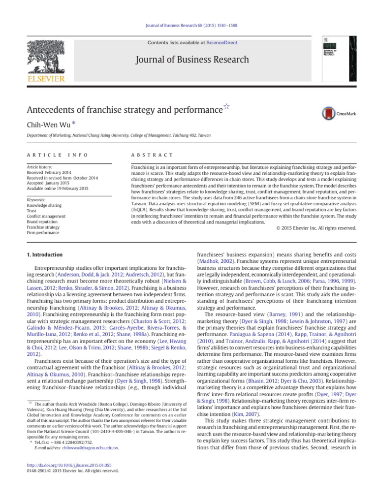 Antecedents of Franchise | PDF | Franchising | Factor Analysis