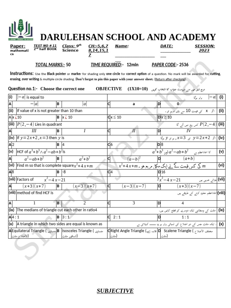 Math 9 2nd Half Book | PDF