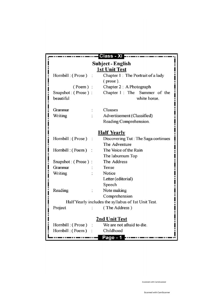 Class XI Syllabus Session-2025-2026. | PDF