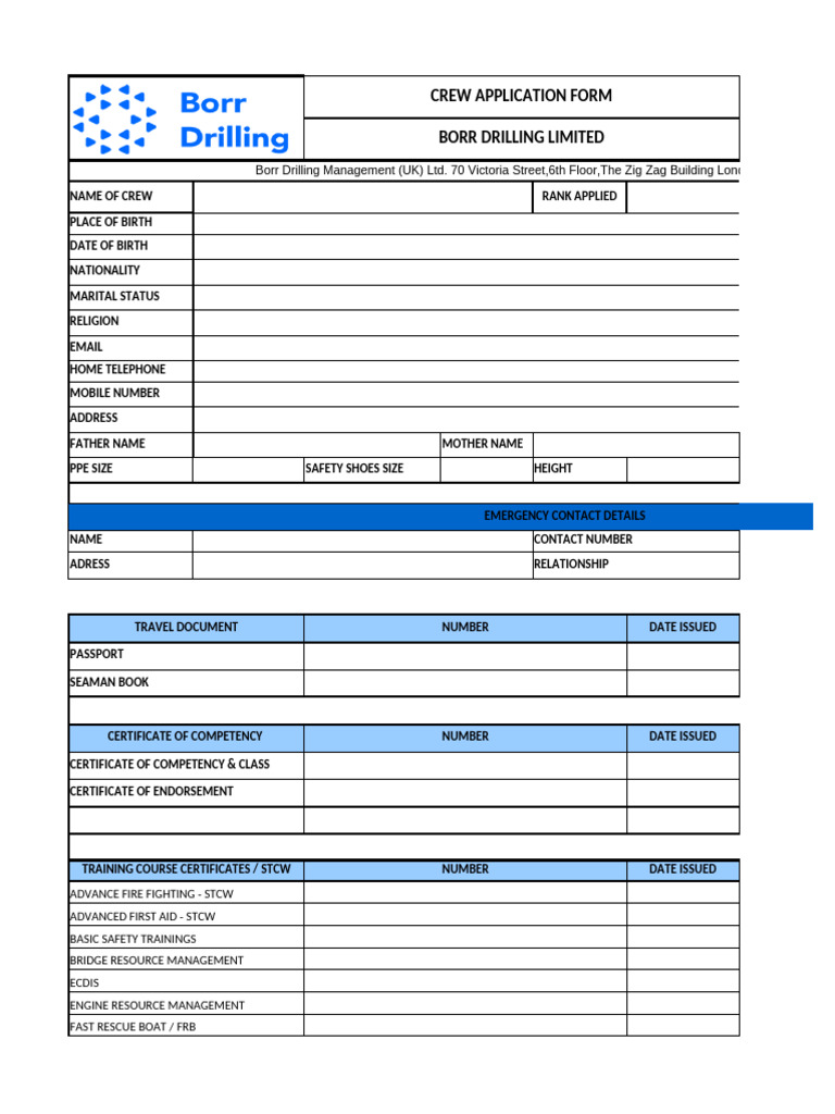 BORR - Application Form-New Version | PDF | Shipping | Water Transport