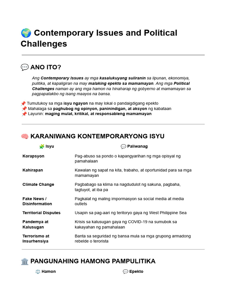 ? Contemporary Issues and Political Challenges | PDF