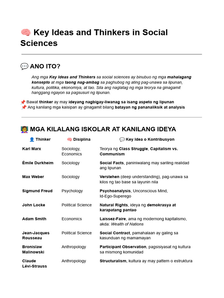 ? Key Ideas and Thinkers in Social Sciences | PDF