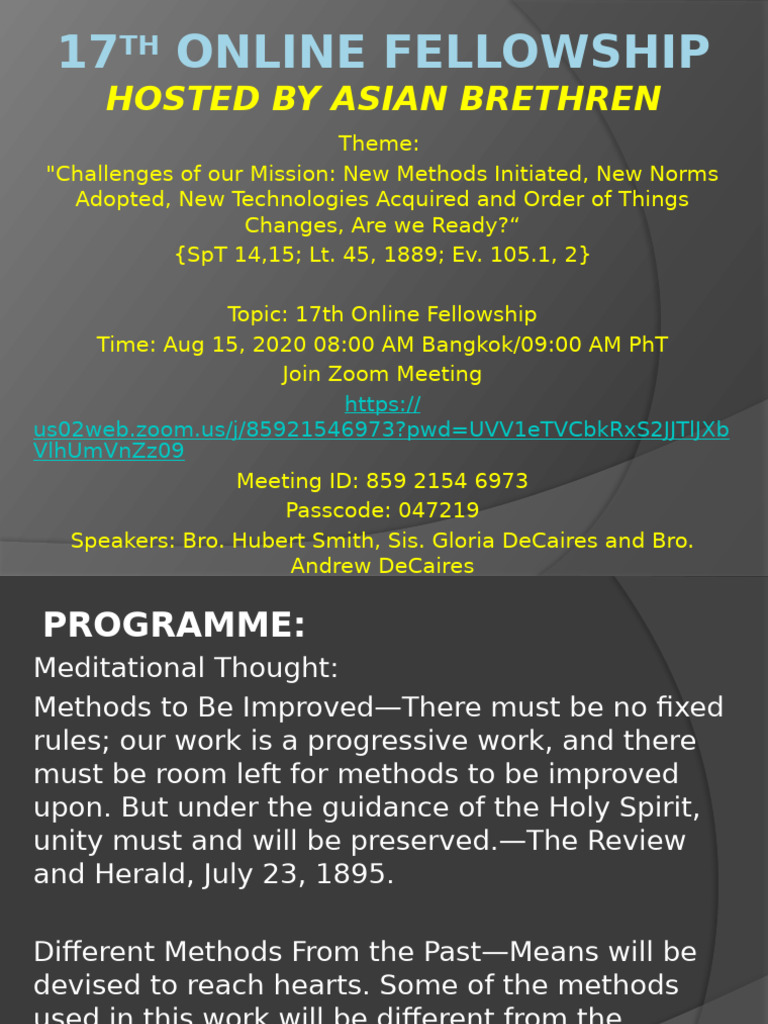 17th Online Fellowship on Mission Challenges | PDF